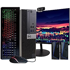 Dell Business Desktop Optiplex 7040 Computer, Intel Core i5 Quad Core, 16GB RAM, 500GB SSD, DVD, Wi-Fi, Windows 10 Pro, RGB Keyboard and Mouse, RGB Speakers, 1080p Webcam,24-in Monitor (Renewed)