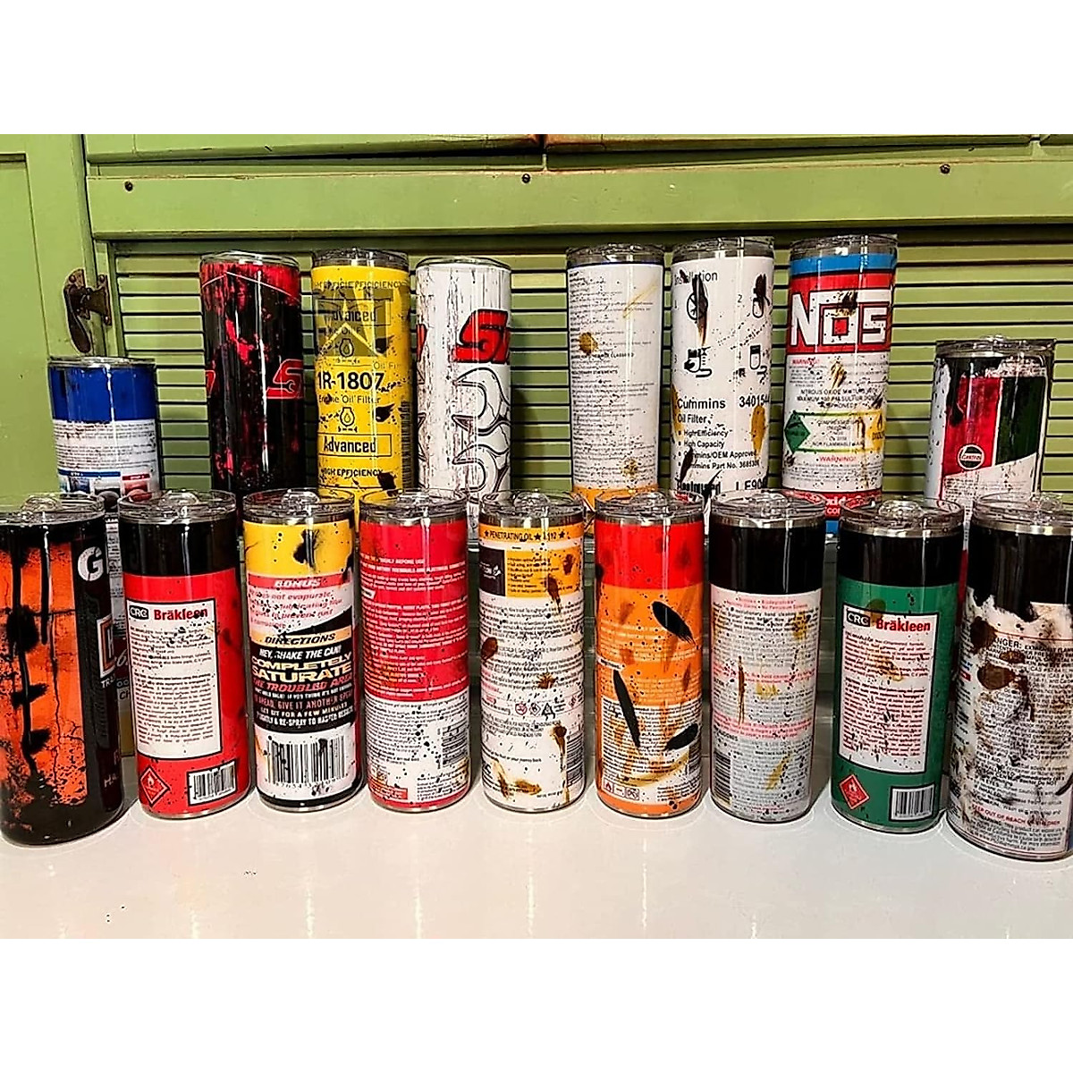 Oil filter Tumbler, Custom Mens Mechanic Garage Series Vacuum Coffee Cup 20oz 30oz, Oil Filter Cup Gift For Him, Dad Double Wall Insulated Cups With Lids And Straw