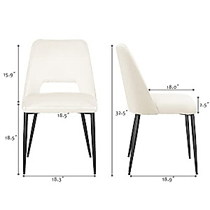 Comfy to go Dining Chairs Set of 2, Cream Velvet Dining Chairs, Mid Century Modern Dining Chairs, Upholstered Chairs for Dining Room, Kitchen - 18.5" D x 18.5" W x 32.5" H (Cream)