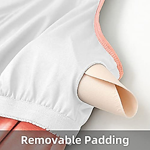 BALEAF Women's Workout Tank Tops with Built in Bras Flowy Loose Fit Summer Yoga Exercise Tops Heather Coral L