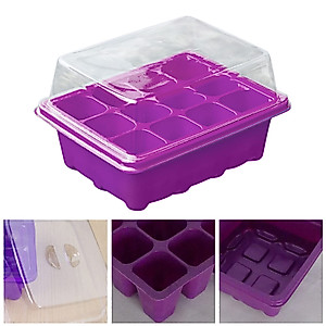cdar Plant Starter Tray,Nursery Tray,Plant Starter Kit with Dome,Multi-compartments High Survival Rate Plant Flower Grow Box,Propagation Tray for Plant Growing Starting Purple S