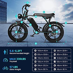 Electric Bike,750W Motor Electric Bike for Adults,20"×4" Fat Tire Mountain Ebike,48v 15AH Removable Battery,28MPH & 38Miles Long Range,E Bikes for Adults Shimano 7 Speed for Outdoor Cycling (Black)