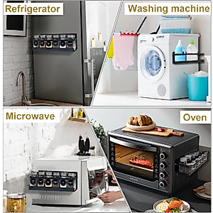 Derkniel 2 Pack Magnetic Spice Rack Organizer for Refrigerator, Magnet Fridge Spice Shelf with Strong Magnet Back for Holding Seasoning, Jars, Bottles, Cans, Beverages (Black)