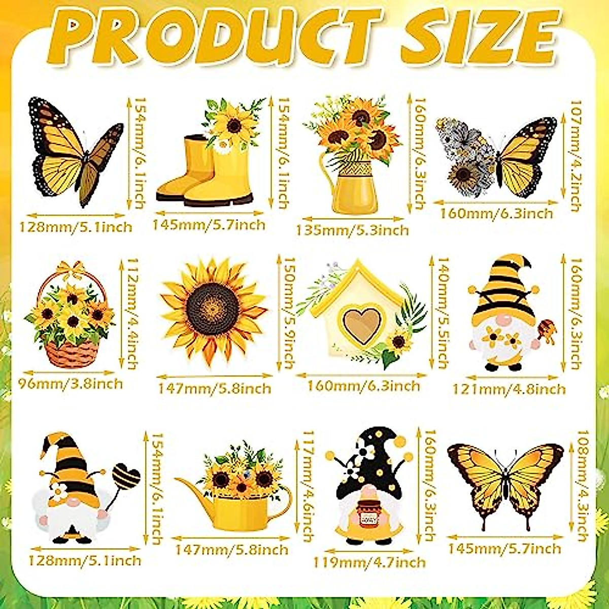 Bencailor 36 Pcs Sunflower Hanging Swirls Decorations Sunflower Party Supplies Decorations Sunflower Gnome Butterfly Ceiling Butterfly Streamers Decor for Summer Birthday Baby Shower Wedding Decor