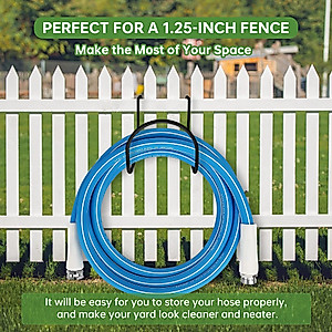 Jantens Heavy Duty Hose Holder Wall Mount for Outdoor, Fits 3/4 Inch to 1-1/4 Inch Railing, Powder Coated Steel Hook for Expandable Hose, Water Hose, Pocket Hose, Flexible Hose, Magic Hose - Black