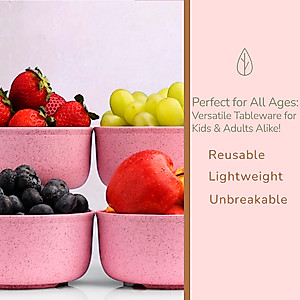 Wheat Straw Bowls Set of 4 Lightweight Reusable Plates - Microwave & Dishwasher Safe - Wheat Straw Dinnerware Sets - Cereal Bowl - Ramen Bowl Set - Soup bowls - Salad Bowl - Fruit Bowl