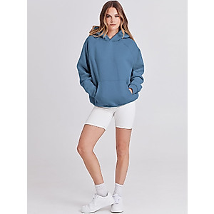 ANRABESS Women Hoodies Oversized Fleece Long Sleeve Comfy Casual Basic Pullover Sweatshirts 2025 Fall Outfits Sweater Deep Blue X-Large
