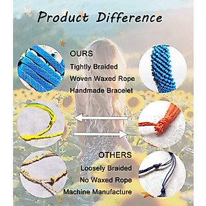 Braided Sunflower Boho String Woven Strand Bracelets Set for Women Adjustable Wrap Rope Charm Wave Jewelry Friendship Waterproof Gift Sunflower