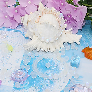 Guoxin 100Pcs Moonstone Matte Iridescent Glass Beads Mermaid Aurora Frosted Glitter Beads for Bracelets DIY Jewelry Making (6MM, Matte White)