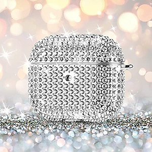 Airpods 3 Case, Filoto Bling Crystal AirPod 3rd Generation Case Cover for Women Girls, Cute Sturdy Air Pod 3 Protective Accessories with Lobster Clasp Keychain(Silver)