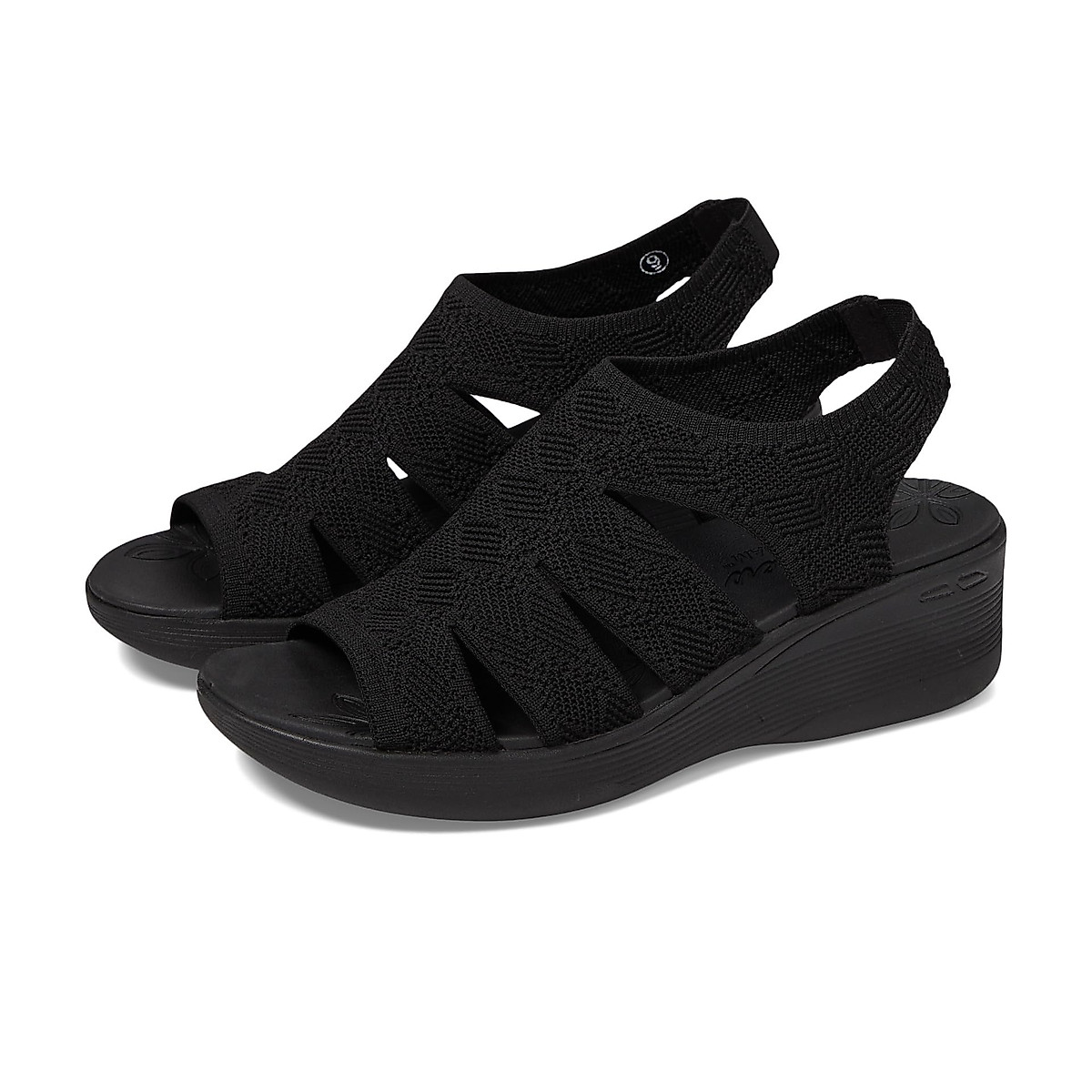 Skechers Women's PIER-LITE-Memory Maker Wedge Sandal, Black/Black, 7