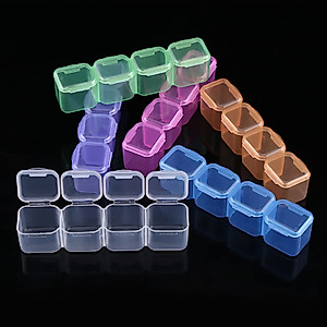 Hilitand Diamond Embroidery Box, 28 Grids Plastic Transparent Storage Box Nail Art Rhinestone Jewelry Beads Display 7 Color Case Organizer