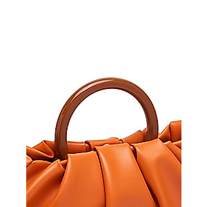 Verdusa Women's Ruched Small Handbag Clutch Purse Dumpling Pouch Bag Orange one-size