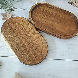 Ipetboom Sandwich Bread Pan 2pcs Wooden Decorative Tray Retro Style Food Dinner Dish Tray Wood Breakfast Oval Tray Fruit Vegetable Plate Jewelry Storage Dish for Home Kitchen Bedroom Sushi Platter