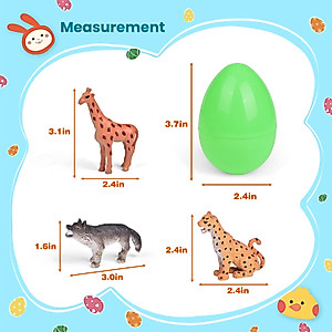 Fun Little Toys 12PCS Easter Eggs Prefilled Wild Animal Figures Surprise Plastic Easter Eggs Basket Stuffers