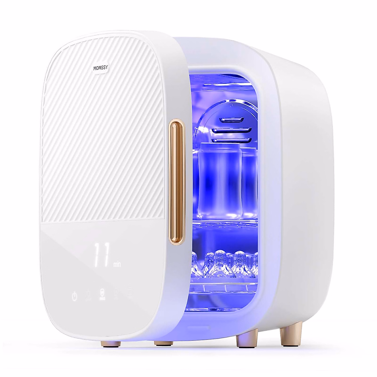 MOMSSY 4-in-1 UV Cleaner and Dryer for Baby Bottles, 18L Bottle Cleaner and Dryer with Touch Control & Auto-Off Safety for Cup/Toothbrush/Beauty Tools/Tableware/Pacifier