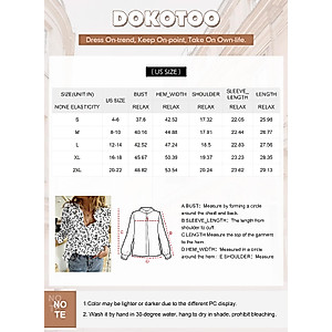 Dokotoo Womens Work Business Chiffon Button Down Blouses and Tops Loose Fit Dressy Alicia Floral Print V Neck Long Sleeve Shirts for Women Office Boho Top Trendy White Large