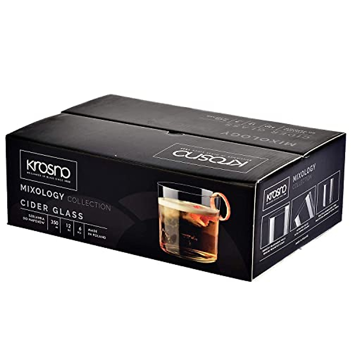 Krosno Cider Water Juice Glasses | Set of 6 | 12 fl oz | Mixology Collection | Ideal for Home Restaurant Events & Parties | Dishwasher Safe | Gift Idea | Made in Europe