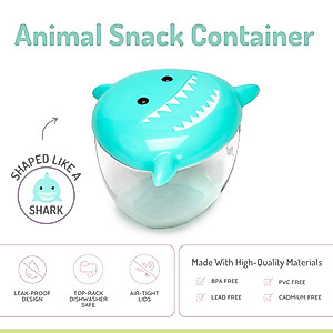 melii Animal Snack Containers for Toddlers and Kids - Airtight, Leakproof Food Storage with Shar Lid - BPA-Free, Dishwasher Safe, Ideal for Lunchboxes and On-the-Go Snacks