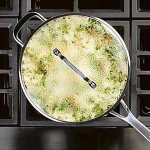 KitchenAid 3-Ply Base Brushed Stainless Steel Deep Saute Pan with Helper Handle and Lid, 4.5 Quart