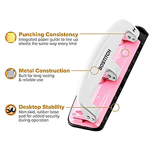 Bostitch EZ Squeeze INCourage 12 Three-Hole Punch, No Jam Technology, AMAX Spirit Foundation