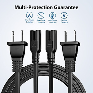 2 Pack AC Power Cable Cord 6FT Compatible with Xbox One X/S Xbox Series X/S, TV and More, Non-Polarized Power Supply Cord Replacement