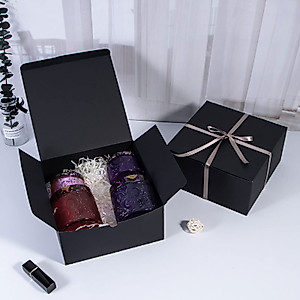 NIGNYA Kraft Gift Boxes with Lid 8x8x4 inches 10 Pack Black Cardboard Paper Gifts Boxes Large Boxes for Presents, Bridesmaid Proposal, Wedding, Birthday