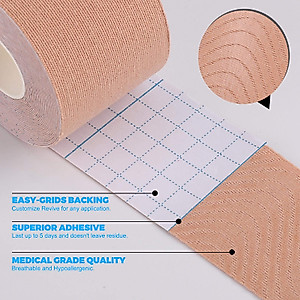 Kinesiology Tape (4 Pack) Athletic Tape 16.4ft Water Resistant Kinetic Uncut Sports Tape for Knees, Ankles, Shoulder, Pain Relief, Injury Recovery and Physio Therapy