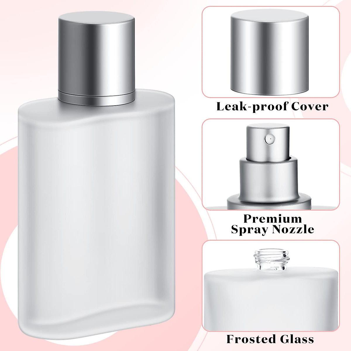 6 Pcs Frosted Glass Bottle 100ml Perfume Atomizer Dispenser Refillable Spray Empty Perfume Bottles Fine Mist Atomizer Cosmetic Container for Women Men Travel Essentials