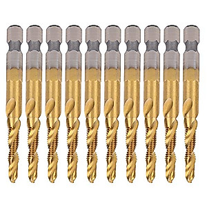 M5 tap, Tap Drill Bits, 4.2 Hex Square Shank High Speed Steel 10Pcs for Drilling Reaming