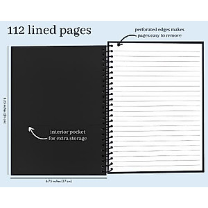 Kate Spade New York Black/White Mini Spiral Notebook, 8.25" x 6.75" Journal Notebook with 112 Lined Pages, Black Spade Dot