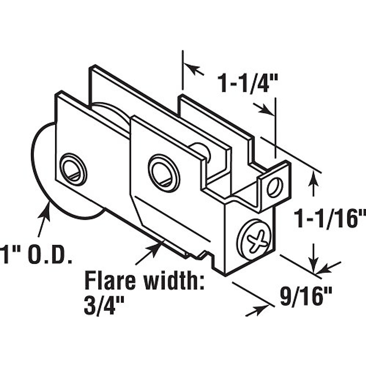 Prime-Line D 1753 1 In. Steel Ball Bearing Sliding Door Roller Assembly, for King Mirror (Single Pack), Gold