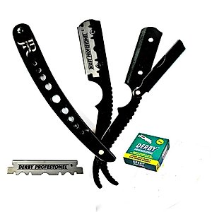 jegwar Premium Professional Classic Straight Edge Barber Razor +100 BLADES - Salon Quality Cut Throat Shavette