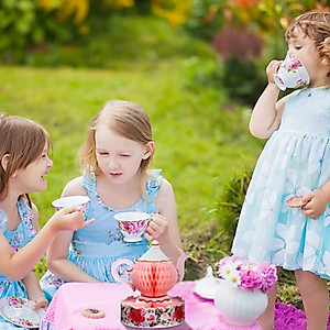 Wettarn 6 Pcs Floral Tea Party Decorations Princess Party Tea Honeycomb Tea Party Centerpieces for Tables Spring Summer Birthday Decors 3D Vintage Teapot Vase Decors for Wedding Girls Women (Floral)