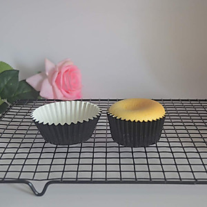 Huaswan Classic Black Paper-Lined Foil Cupcake Liners Standard Baking Cups for Party and More, 120-Count