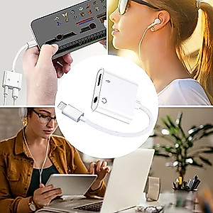 Lightning to 3.5mm Headphone Jack Adapter, 2 in 1 Headphone Adapter [Apple MFi Certified] Aux Audio and Charger Adapter Dongle Cable Splitter Compatible with iPhone, 2 Pack