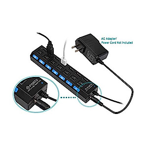 7-Port USB 2.0 Multi Charger Hub +High Speed Adapter ON/Off Switch Laptop/PC USA