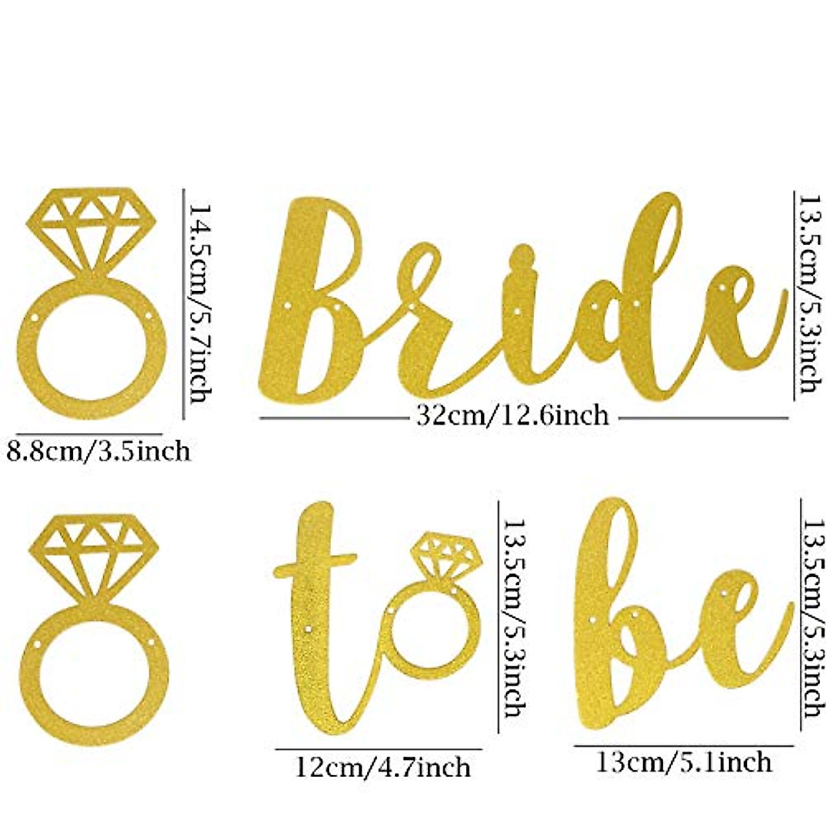 Honbay Glitter Gold Bride to Be Banner with Diamond Ring, Bridal Shower Party Supplies Decorations (Gold)