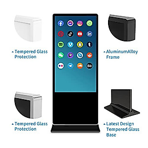 Canlarriz 55 Inch Floor Standing LCD Digital Signage, IR Touch Screen Kiosks 4K UHD, Android 9.0 OS 2+16G Black WiFi Display Advertising Player