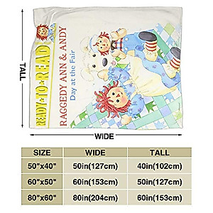 Raggedy Ann and Raggedy Andy Throw Blanket Suitable Ultra Soft Weighted Bedding Fleece Blanket for Sofa Bed Office 50"x40" Travel Multi-Size for Adult