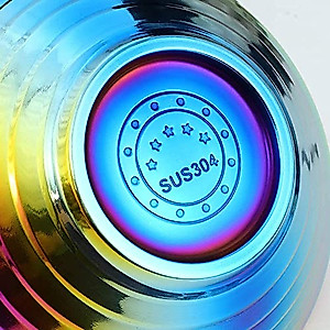 TUPMFG Ramen Noodle Bowl Sets: Stainless Steel Korean Bowls Large Metal Pho Soup Bowl with Chopsticks and Spoons Rainbow 2PCS