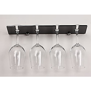 WANLIAN Wine Glass Holder Wall Mounted Wine Glass Holder Acrylic Wall Mounted Wine Glass Holder Cabinet Tableware Lower Wine Glass Holder and Wine Glass Storage Rack (Black 2 pack)