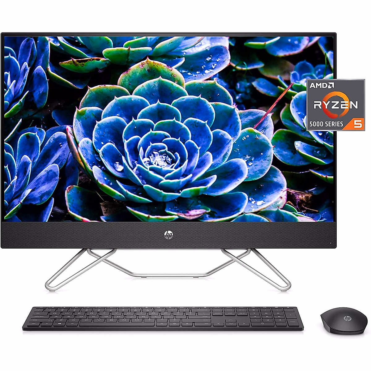 HP Essential All-in-One 27" FHD Desktop, AMD Ryzen 5 5500U, 16GB RAM 1TB PCIe NVMe M.2 SSD+1TB HDD, Wi-Fi, Bluetooth, Windows 11 Home, Black