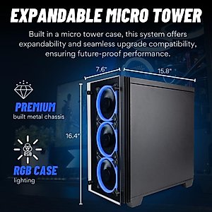 Empowered PC Stratos Micro Gaming Desktop - NVIDIA GeForce RTX 4070, Intel 12 Core i7-12700KF Processor, 32GB DDR5 RAM, 512GB NVMe SSD + 2TB HDD, WiFi, Windows 11 Home - RGB Gamer Computer