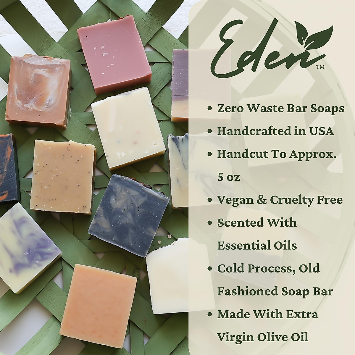 EDEN Daily Essentials - Men’s Soap - Natural Soap Bar - Mint Eucalyptus Hair & Body Soap Bar with Kaolin Clay and Peppermint Essential Oil - Masculine Scent - Made with Pure Essential Oils - Shampoo Bar - Olive Oil Soap - Shea Butter Soap - Handmade Soap