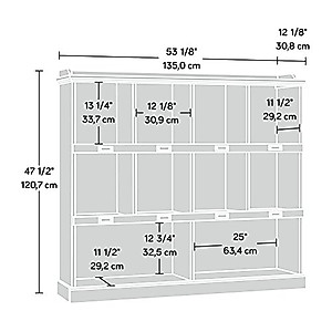 Sauder Barrister Lane Bookcase, L: 53.15" x W: 12.13" x H: 47.52", White Plank finish