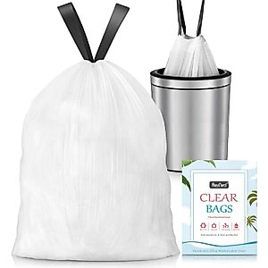 1.2 Gallon 80 Counts Strong Drawstring Trash Bags Garbage Bags by RayPard, Small Plastic Bags, Trash Can Liners for Home Office Kitchen Bathroom Bedroom, White Waste Basket Liners