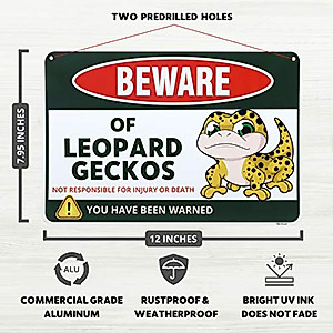 Venicor Leopard Gecko Sign Decor - 8 x 12 Inches - Aluminum - Leopard Gecko Tank Accessories Supplies Toy Gift