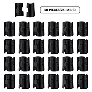 50 Pack Plastic Wire Shelving Shelf Lock Clips Black Post Shelving Split Sleeves for 1" Diameter Shelving Sleeves Replacements