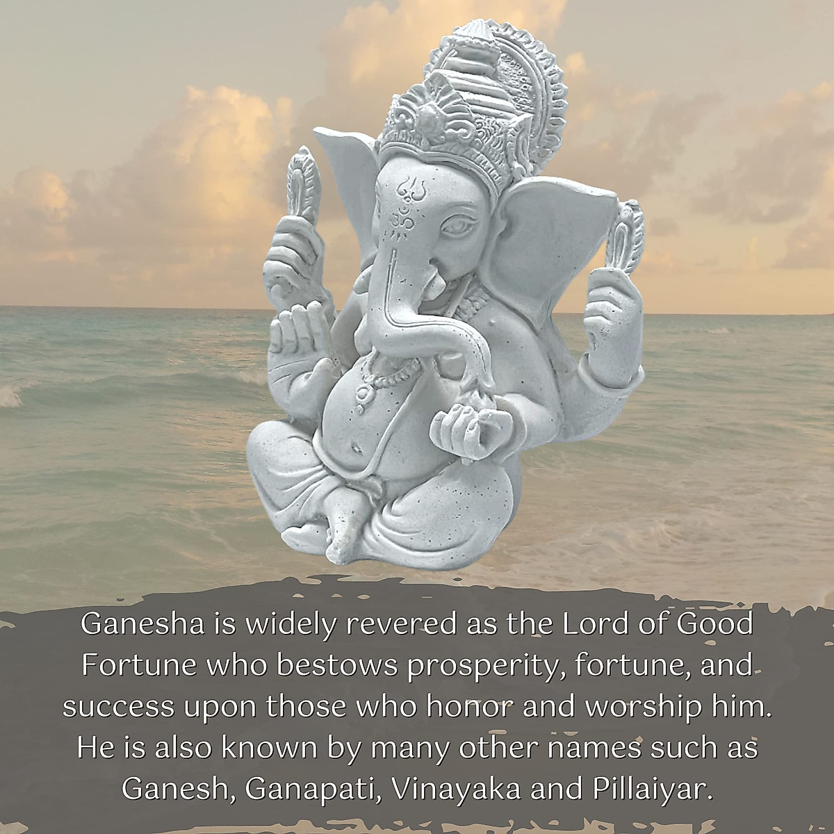 Bellaa 23743 Ganesha Statue Hindu God Lord Ganapati Idol Blessing God Outdoor Sculpture Home Decoration Good Luck Success Gift 5 inch Pure White